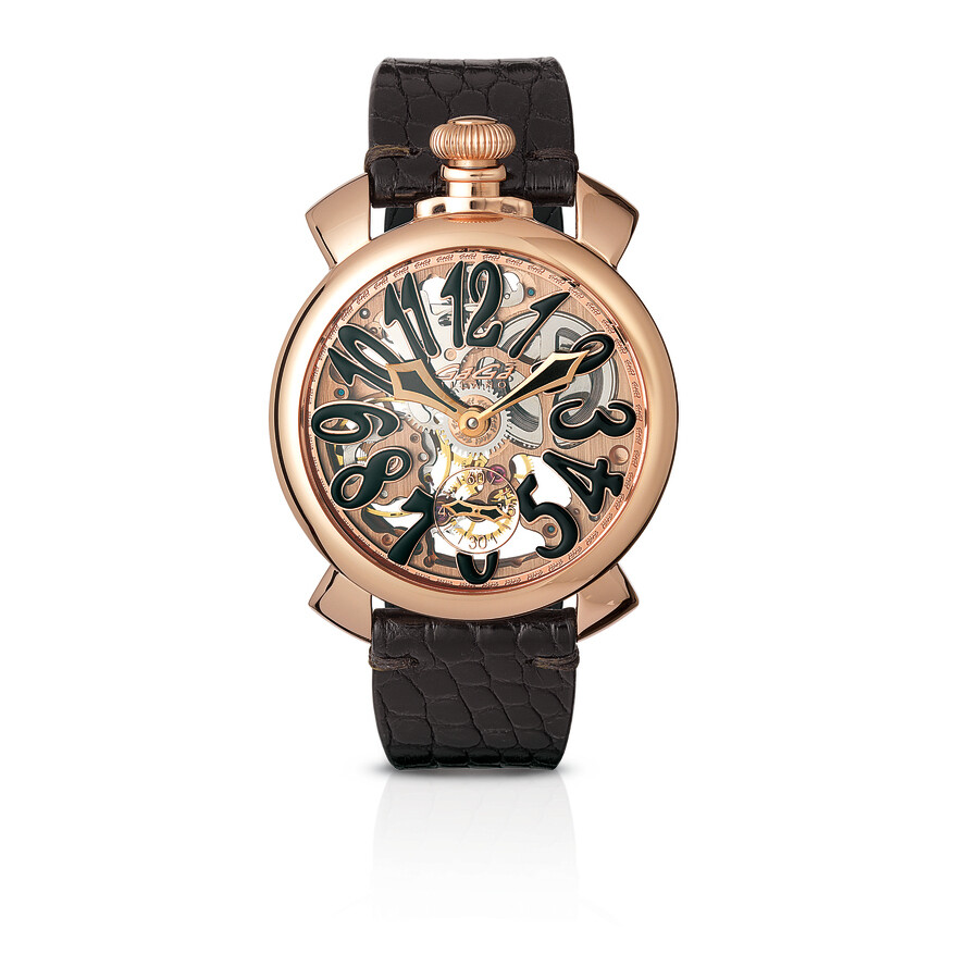 Gaga Milano Skeleton 48 Mm Ip Rose Skeleton Dial Men's Watch ...