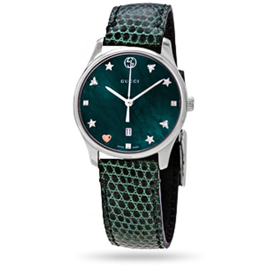 Gucci G-Timeless Green Mother of Pearl Dial Ladies Watch YA126585 - G ...