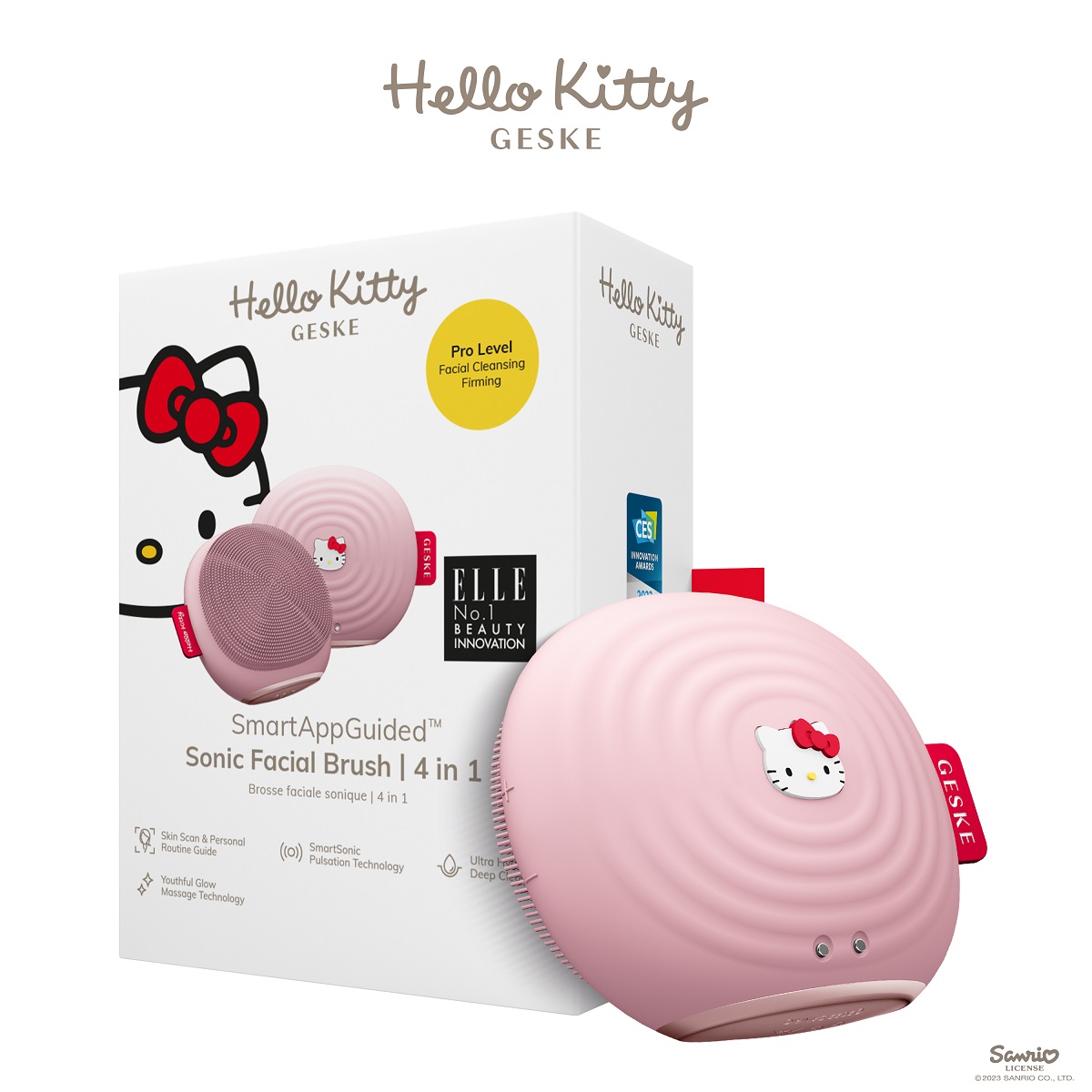 Geske Hello Kitty Pink Sonic Facial Brush 4 in 1 4099702004443 - Jomashop