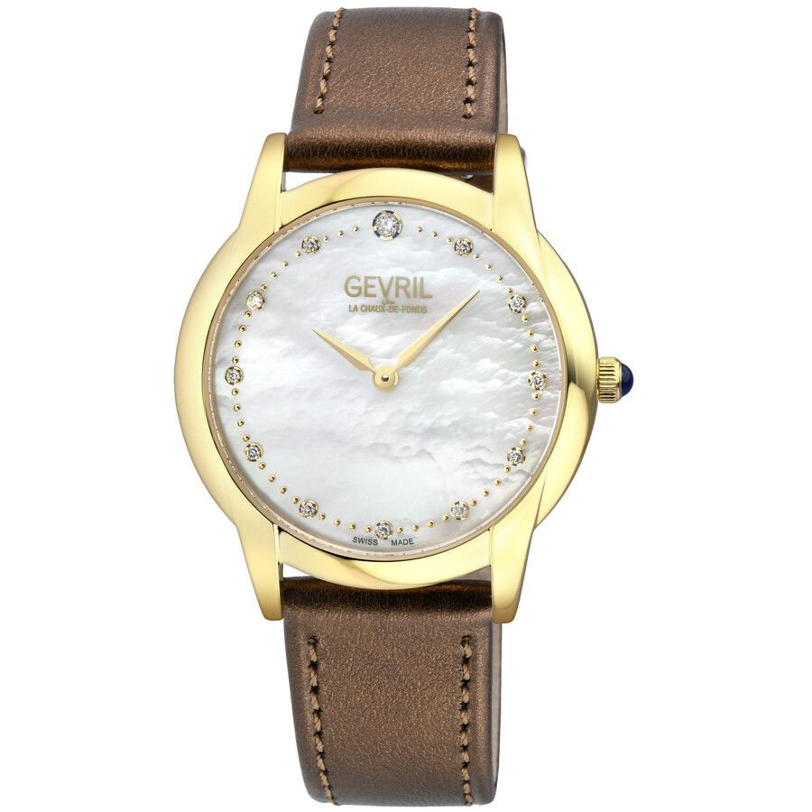 Gevril Airolo Diamond Mother of Pearl Dial Ladies Watch 13021 ...
