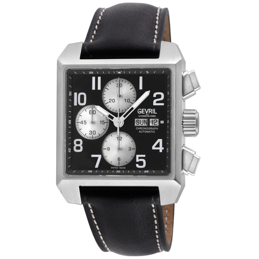 Gevril Herald Square Chronograph Automatic Black Dial Men's Watch 44701 ...