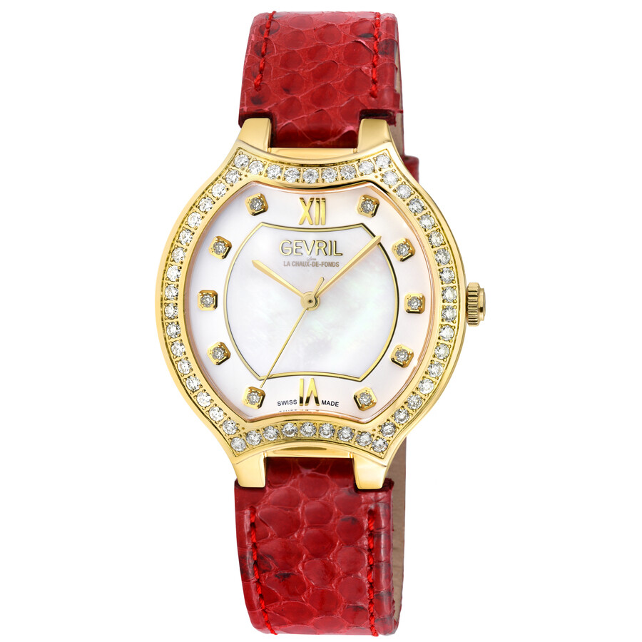 Gevril Lugano Diamond Mother of Pearl Dial Ladies Watch 11221 ...