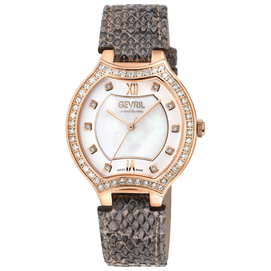 Gevril Lugano Diamond Mother of Pearl Dial Ladies Watch 11251 ...