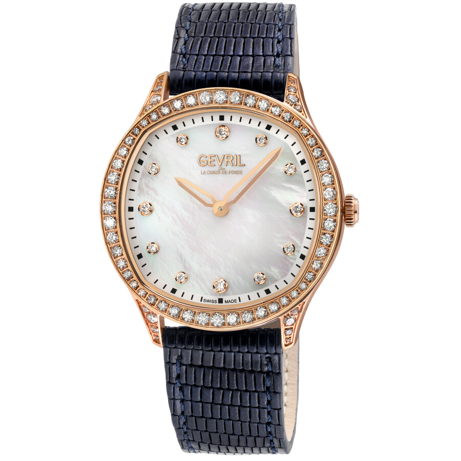 Gevril Morcote Diamond Mother of Pearl Dial Ladies Watch 10251 ...
