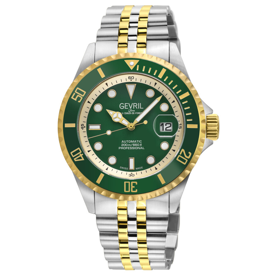 Gevril Wall street Automatic Green Dial Men's Watch 41857B 840840144805 ...