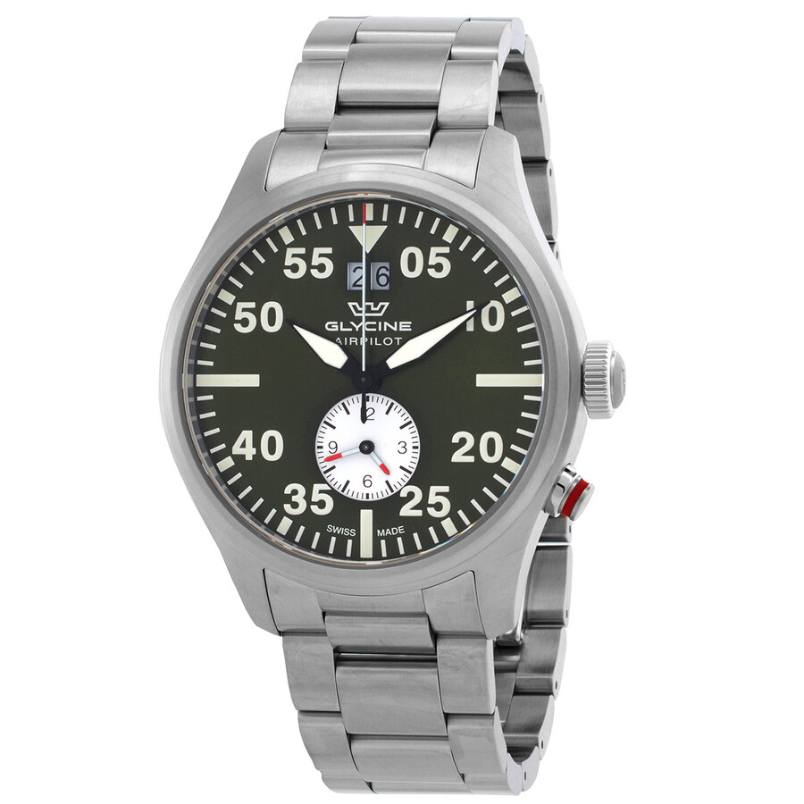 Glycine Airpilot Dual Time Quartz Green Dial Men's Watch GL0450 ...