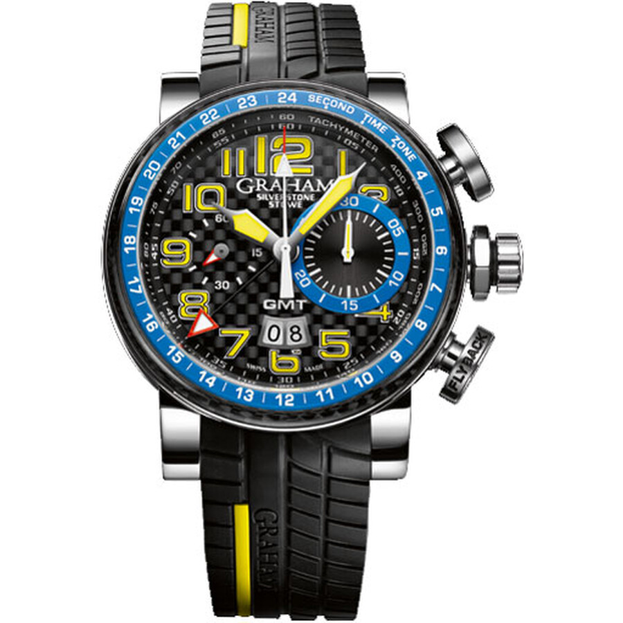 Graham Silverstone Automatic Chronograph Black Dial Black Rubber Strap ...