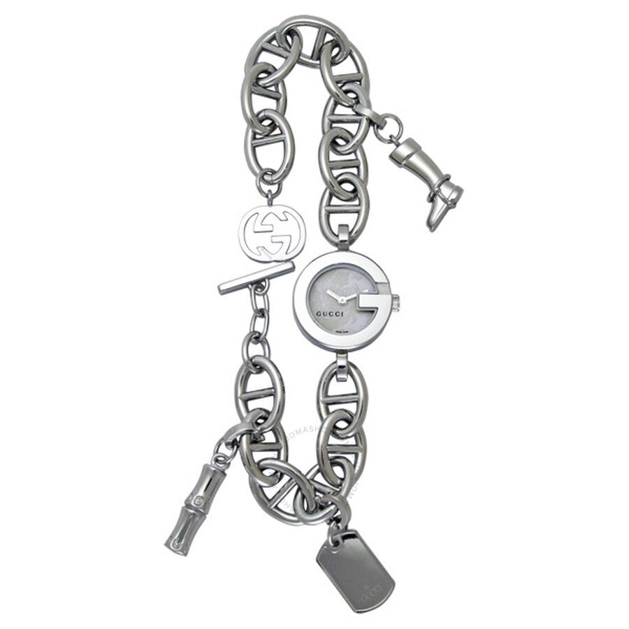 Gucci 107 G-Charms Mother of Pearl Flower Ladies Watch YA 107511 ...
