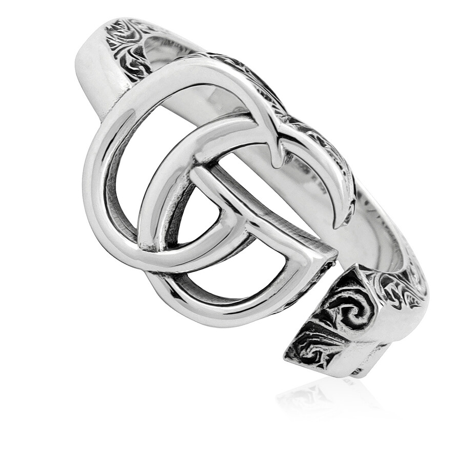 Gucci Aged Silver Double G Marmont Ring, Size 13 YBC627760002 - Ladies Jewelry, Gg Marmont ...