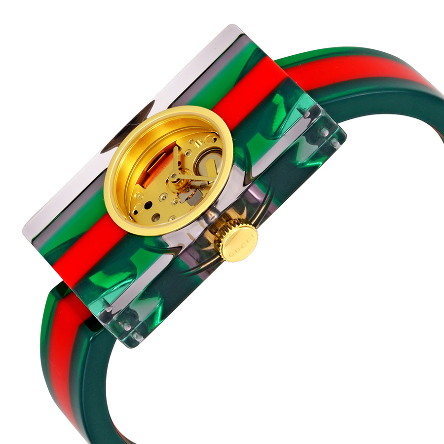 Gucci Fashion Show Skeleton Dial Plexiglas Bangle Ladies Watch YA143501 ...