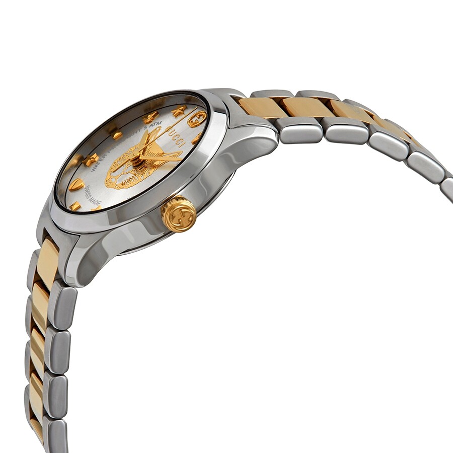 Gucci G-Timeless Quartz Silver Dial Ladies Two Tone Watch YA126596 - G ...