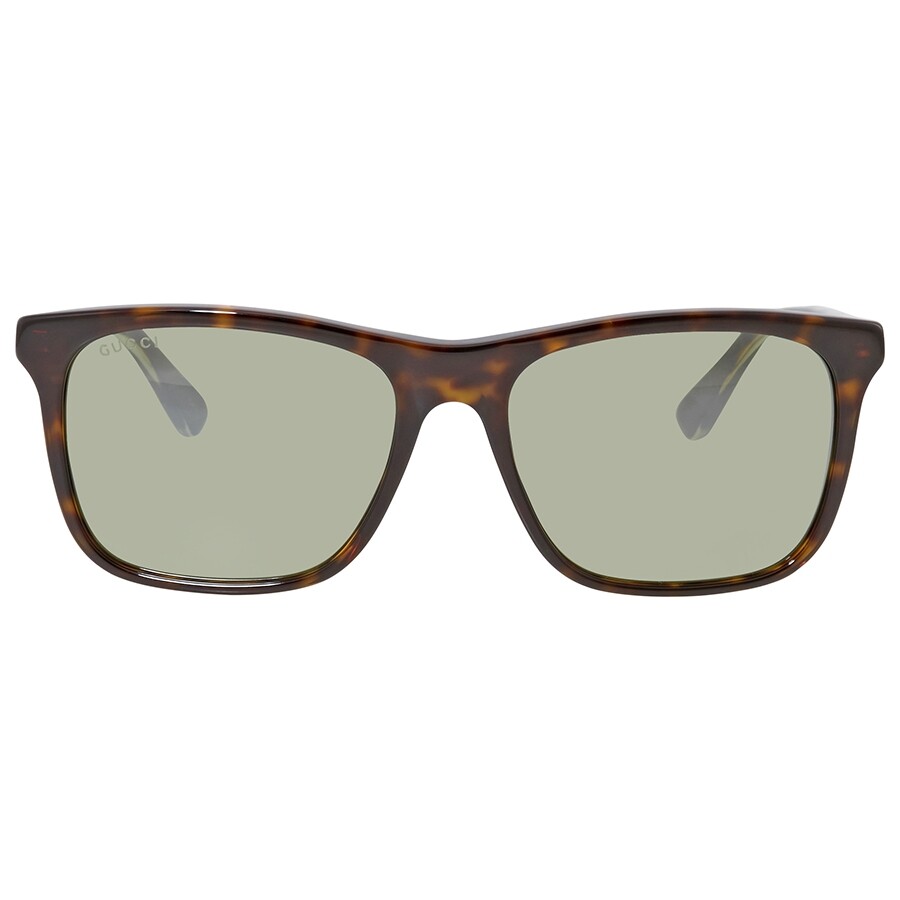 Gucci Green Silver Mirror Rectangular Men's Sunglasses GG0381S 008 57 ...