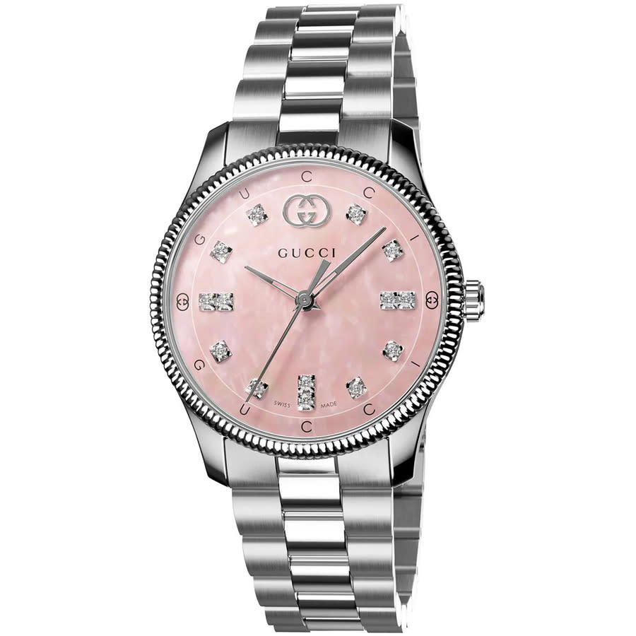 Gucci G-Timeless Quartz Diamond Pink Dial Ladies Watch YA1265062 ...