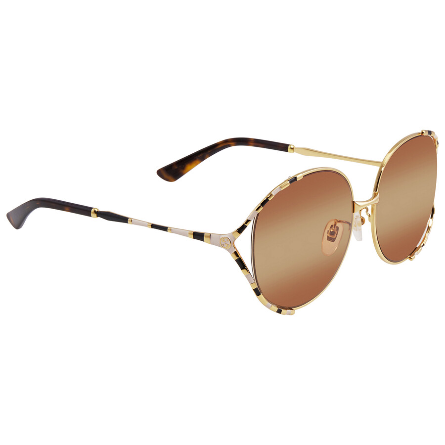Gucci Orange Gradient Round Ladies Sunglasses GG0595S 003 59 ...