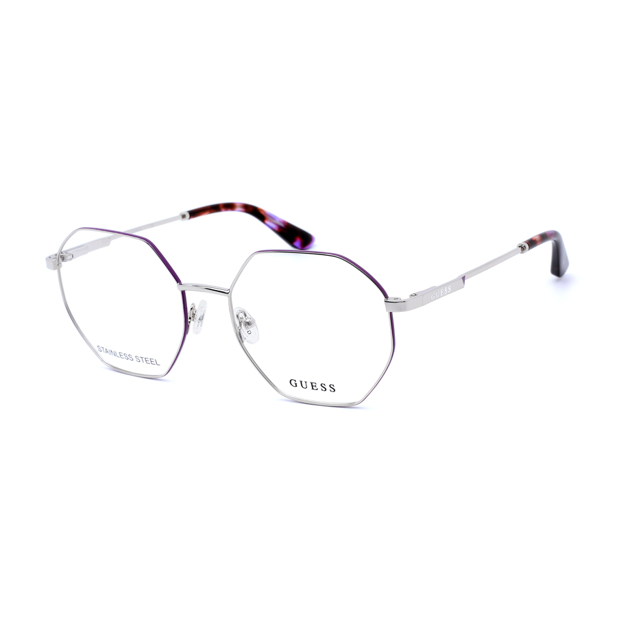 Guess Ladies Silver Tone Round Eyeglass Frames GU284901056 889214256119 ...