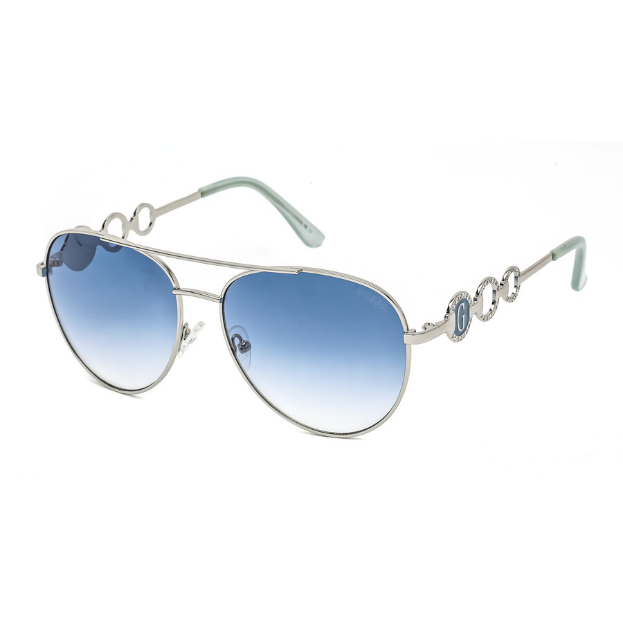 Guess Ladies Silver Tone Round Sunglasses GF6114 10V 59 889214175779 ...