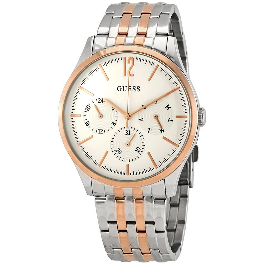 Guess Multifunction White Dial Two-Tone Men's Watch W0995G3 - Watches ...