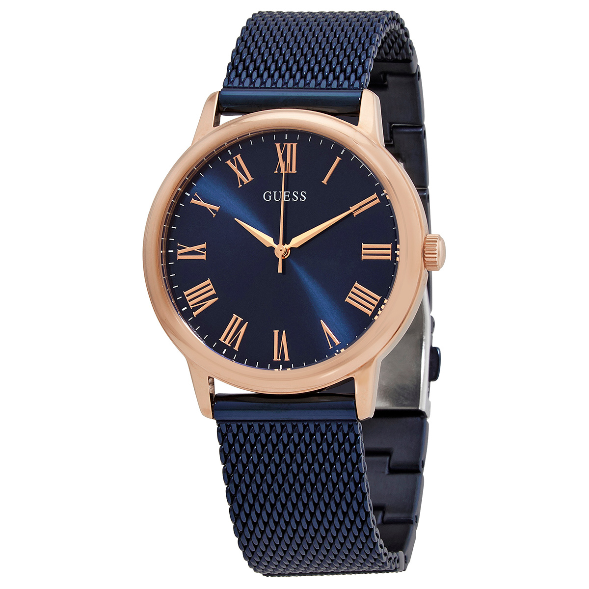 Guess Quartz Blue Dial Blue-plated Mesh Band Men's Watch U0280G6 ...