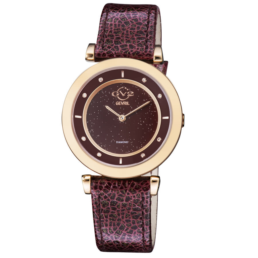 Gv2 By Gevril Lombardy Quartz Diamond Red Dial Ladies Watch 14404 ...