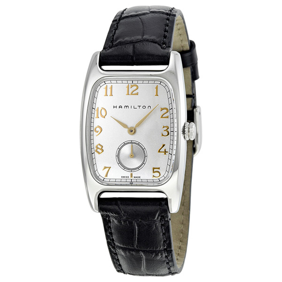 Hamilton American Classics Boulton White Dial Black Leather Men's Watch ...