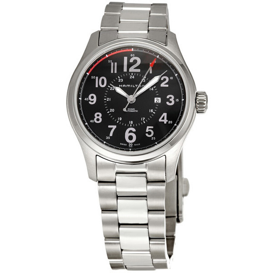 Hamilton Khaki Officer Black Dial Automatic GMT Unisex Watch H70365133 ...