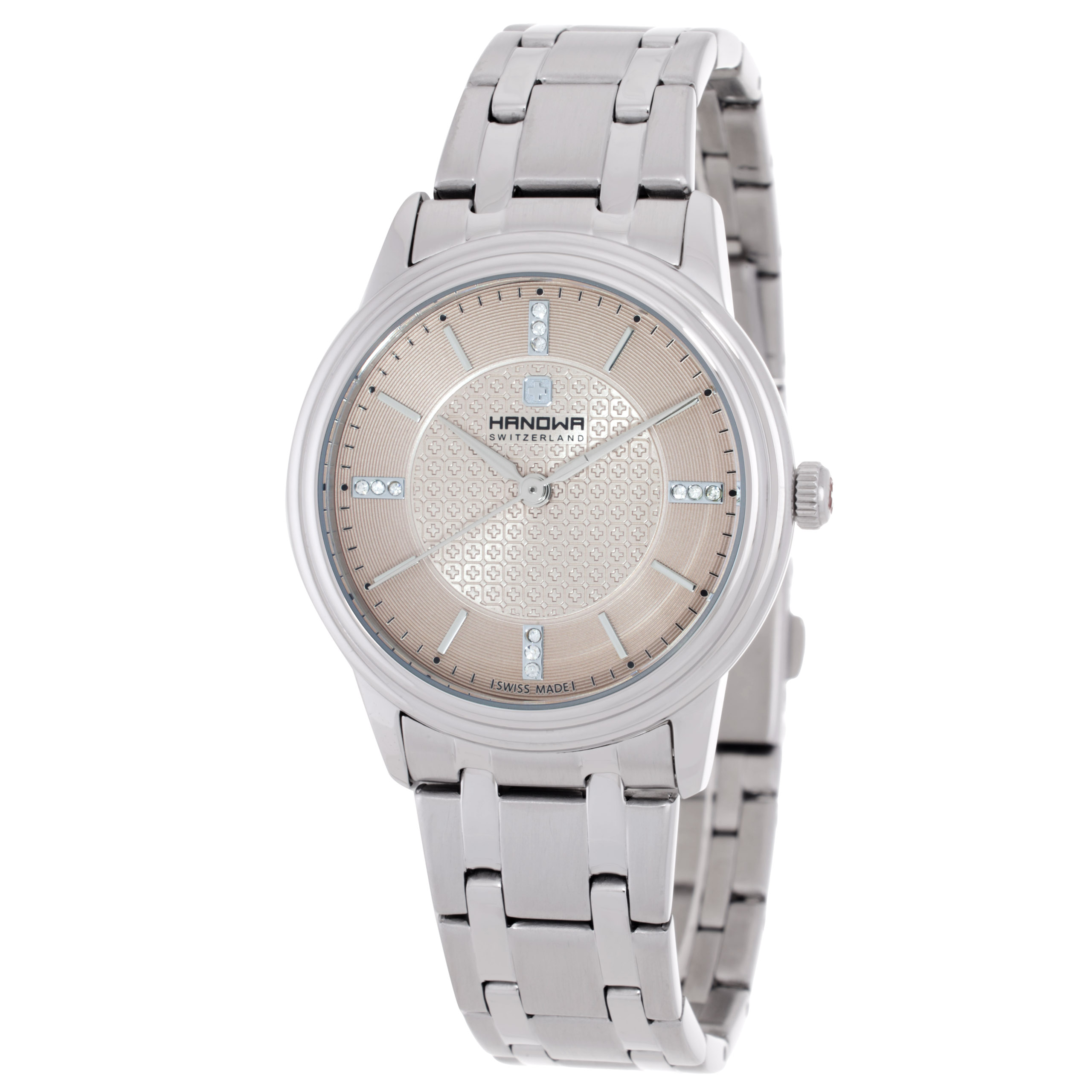 Hanowa Emilia Quartz Crystal Pink Dial Ladies Watch 16-7087.04.014 ...