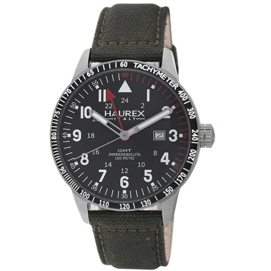 Haurex Italy Red Arrow Black Dial Tachymeter GMT Men's Watch 8D300UN1 ...