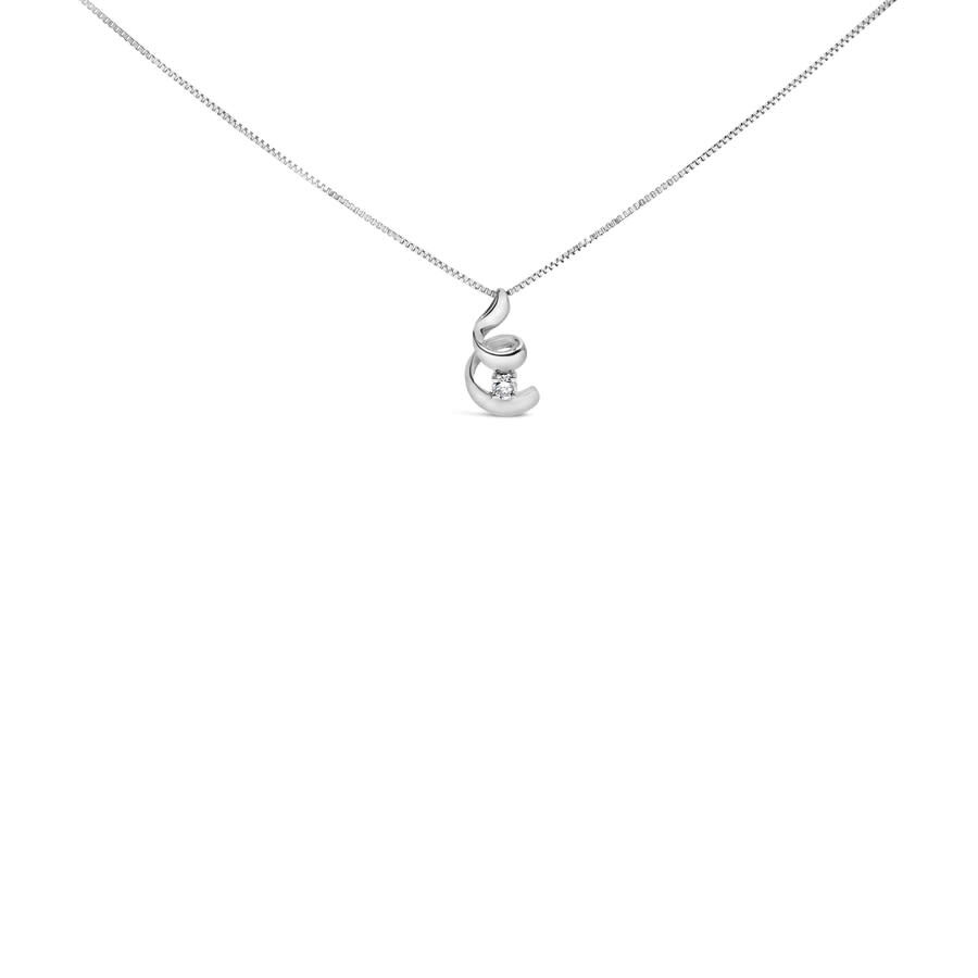 Haus Of Brilliance 10K White Gold 1/10 Cttw Diamond Solitaire Spiral 18" Pendant Necklace (I-J ...