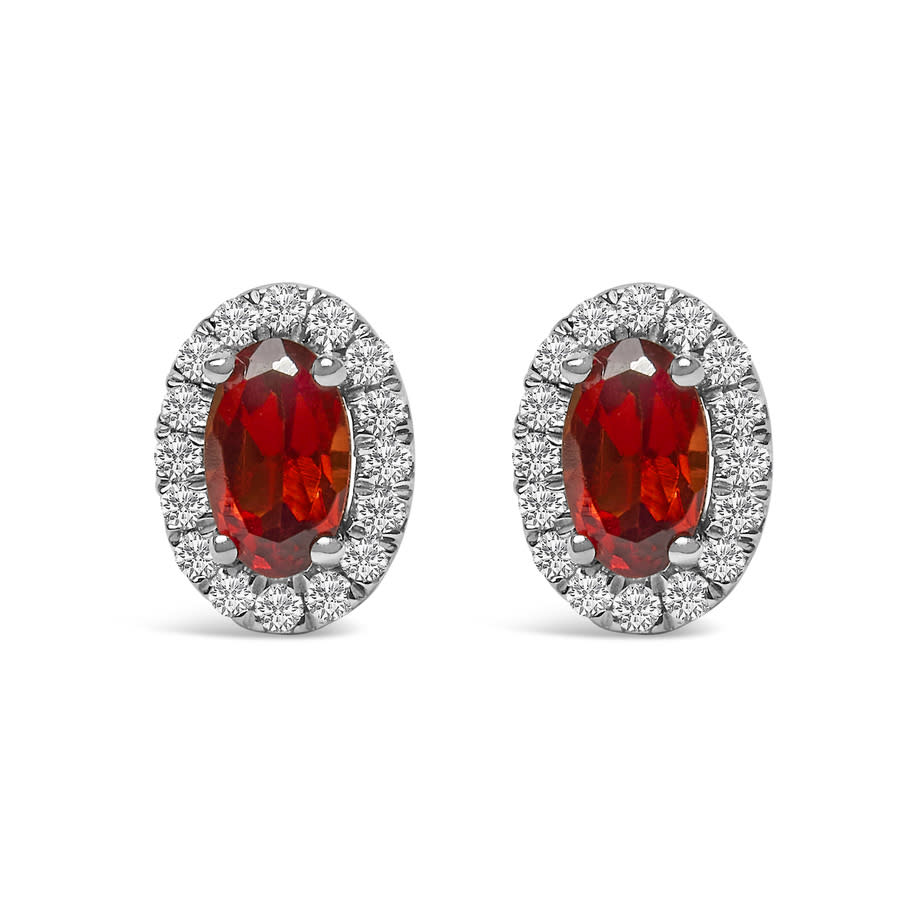 Haus Of Brilliance 10K White Gold 5x3 MM Oval Red Garnet and Diamond ...