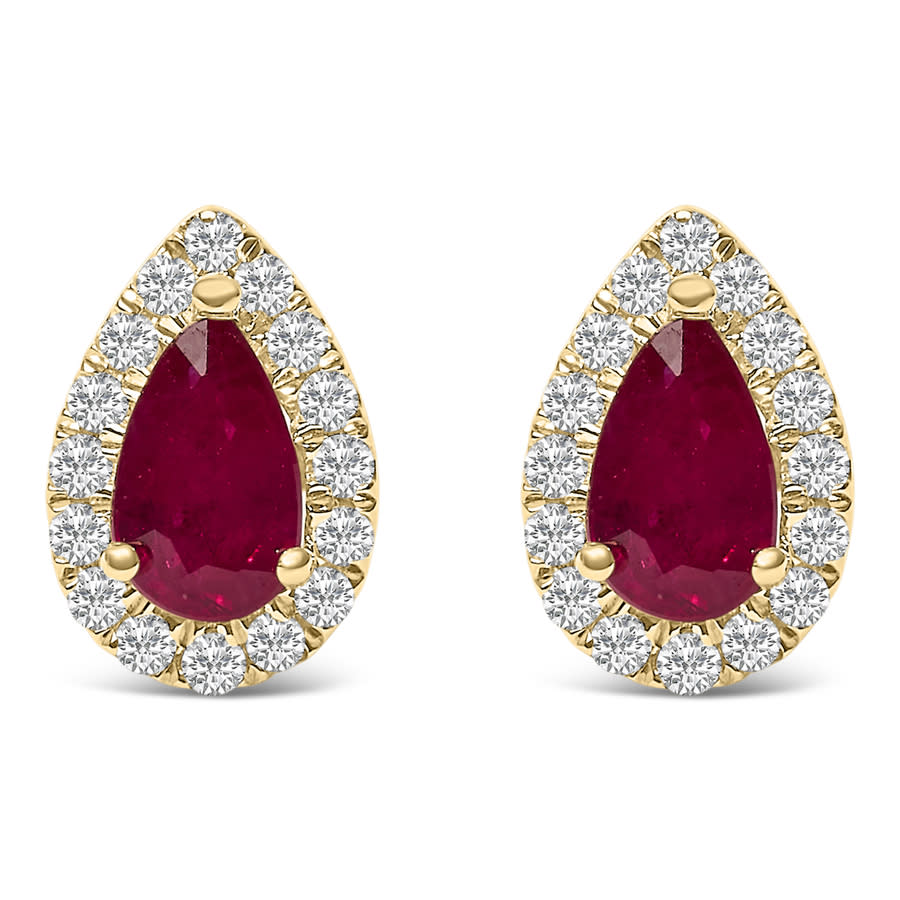 Haus Of Brilliance 10K Yellow Gold 5X3 MM Pear-Cut Ruby and 1/7 Cttw ...