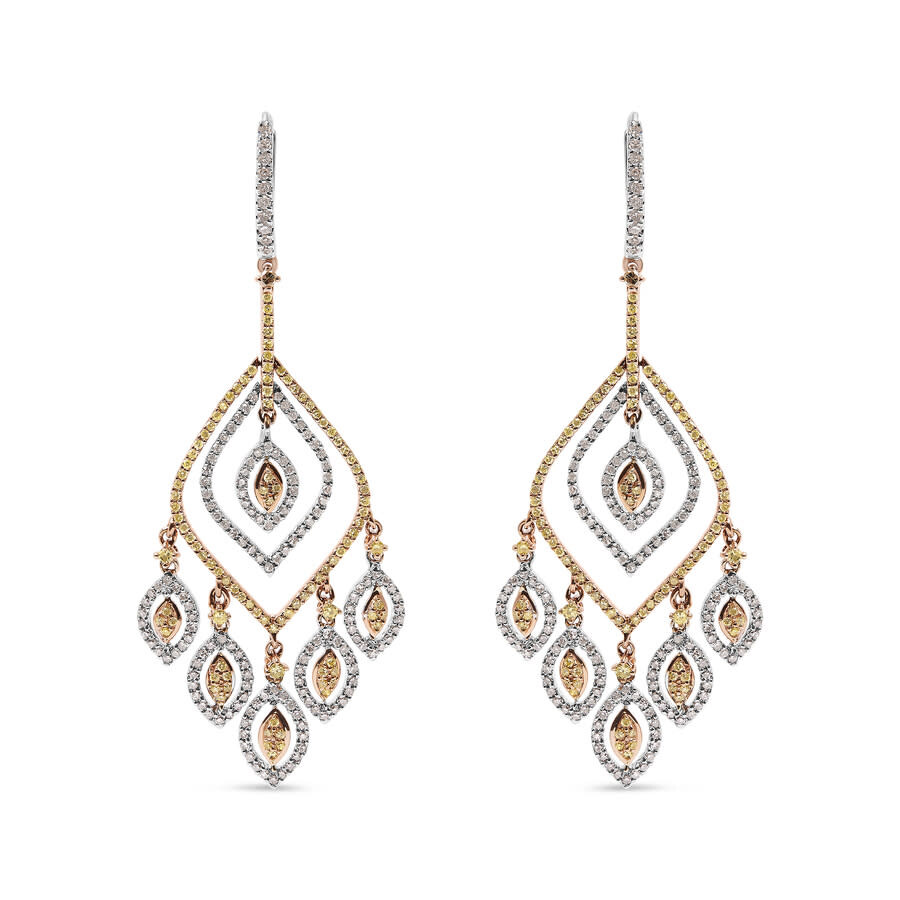 Haus Of Brilliance 14K White and Rose Gold 2 1/2 Cttw Diamond Curved Rhombus Shape Drop and ...