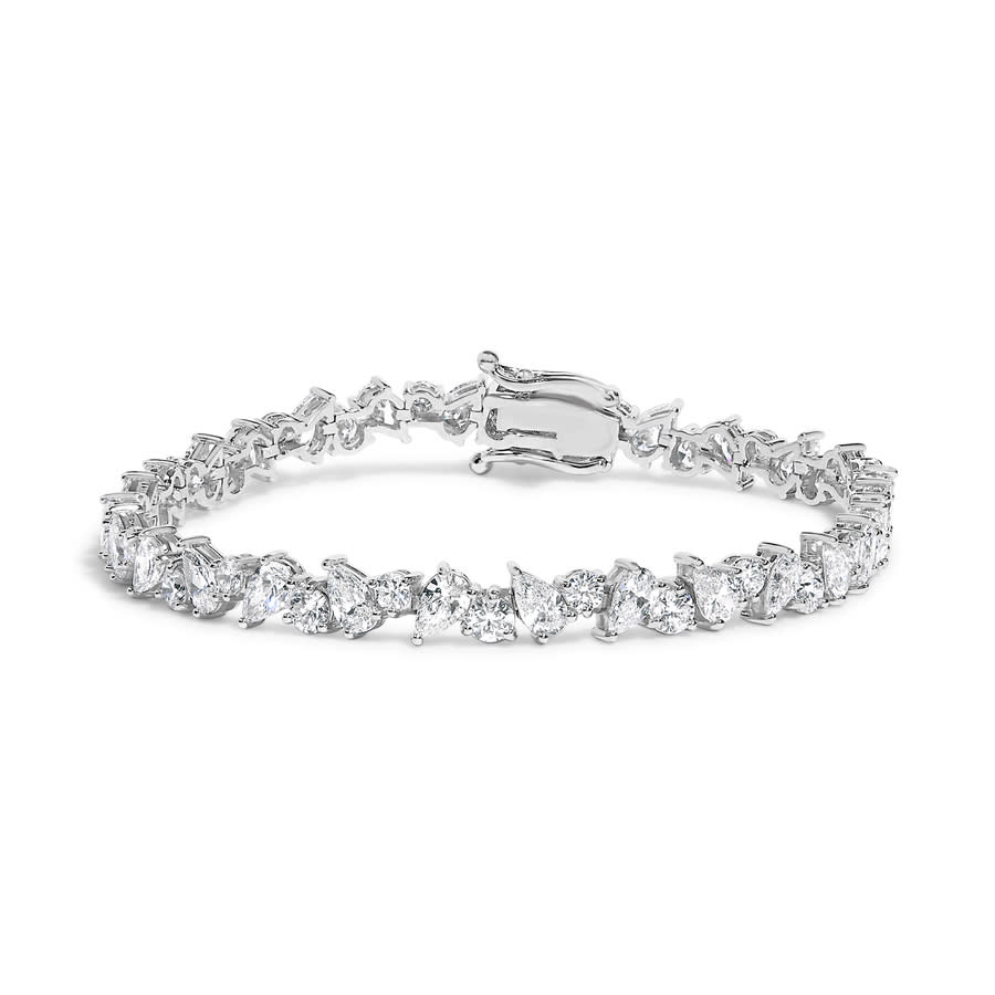 Haus Of Brilliance 14K White Gold 7 1/2 Cttw Alternating Round and Pear ...