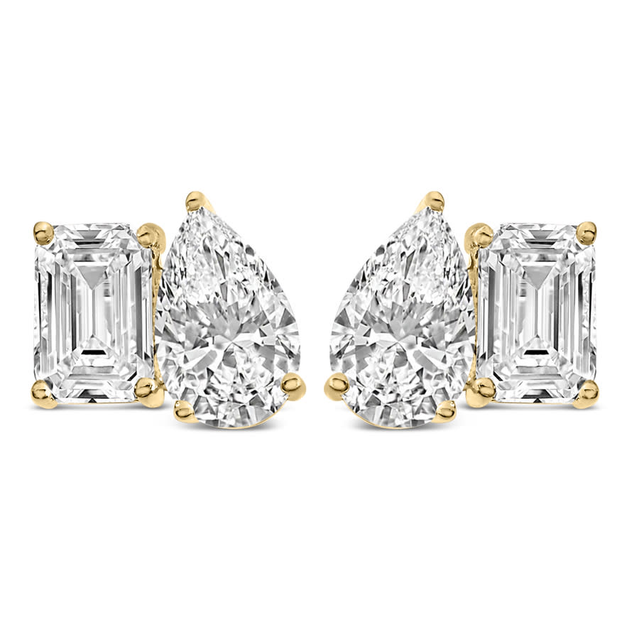 Haus Of Brilliance 14K Yellow Gold 2.0 Cttw Emerald and Pear Toi et Moi ...