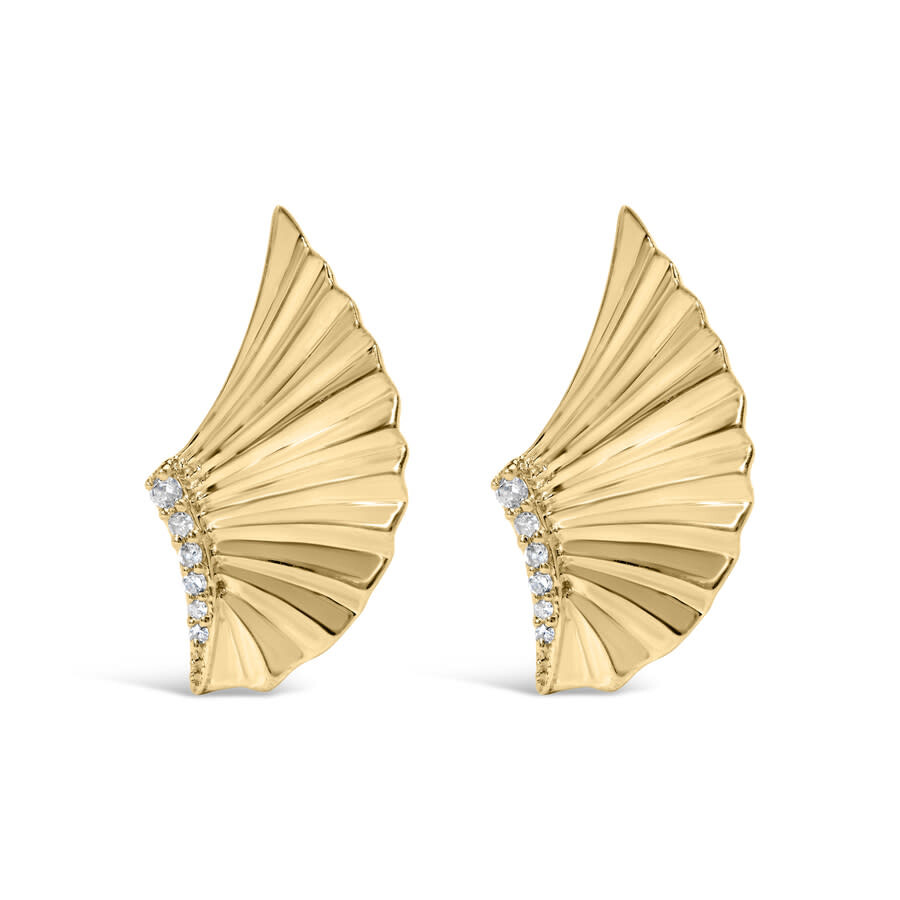 Haus Of Brilliance 14K Yellow Gold Plated .925 Sterling Silver Diamond Accent Fan Wing Stud ...