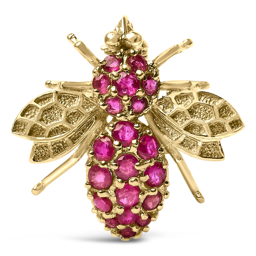 Haus Of Brilliance 14K Yellow Gold Red Ruby Bee Brooch Pin 024576BM48 ...