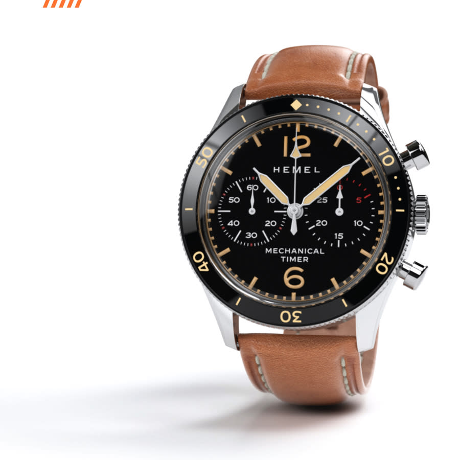 Hemel Air Defense Chronograph Hand Wind Black Dial Men's Watch HF22 ...