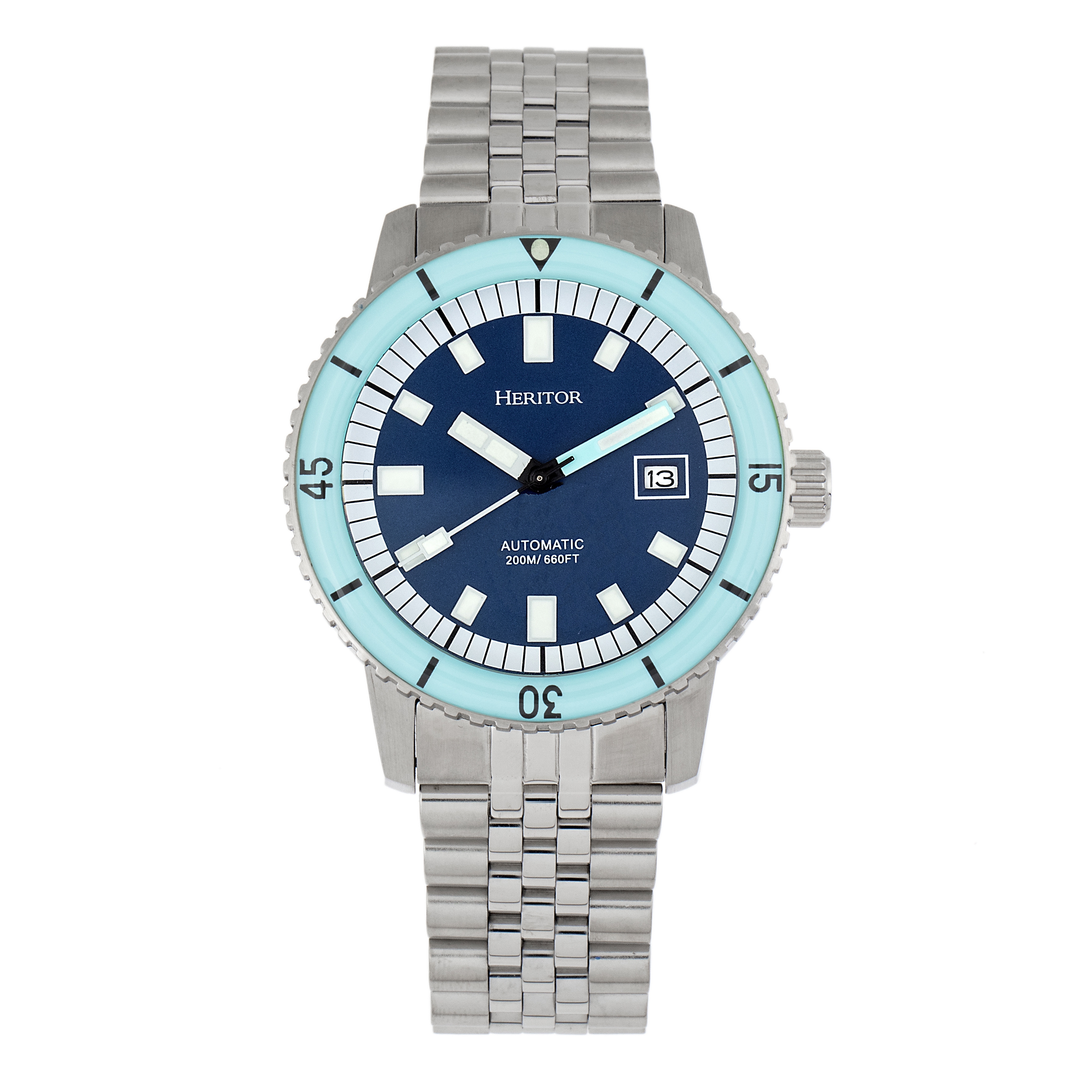 Heritor Edgard Automatic Navy Dial Stainless Steel Men's Watch HR9104 ...
