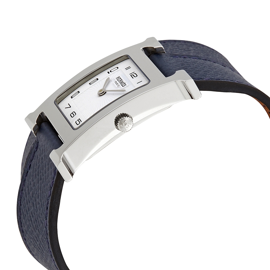 Hermes Quartz White Dial Ladies Double Tour Leather Watch 039426WW00 ...