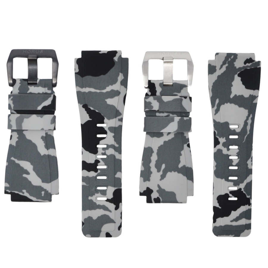 Horus Watch Straps For Bell & Ross BR-03 Integrated Snow Camo Rubber ...