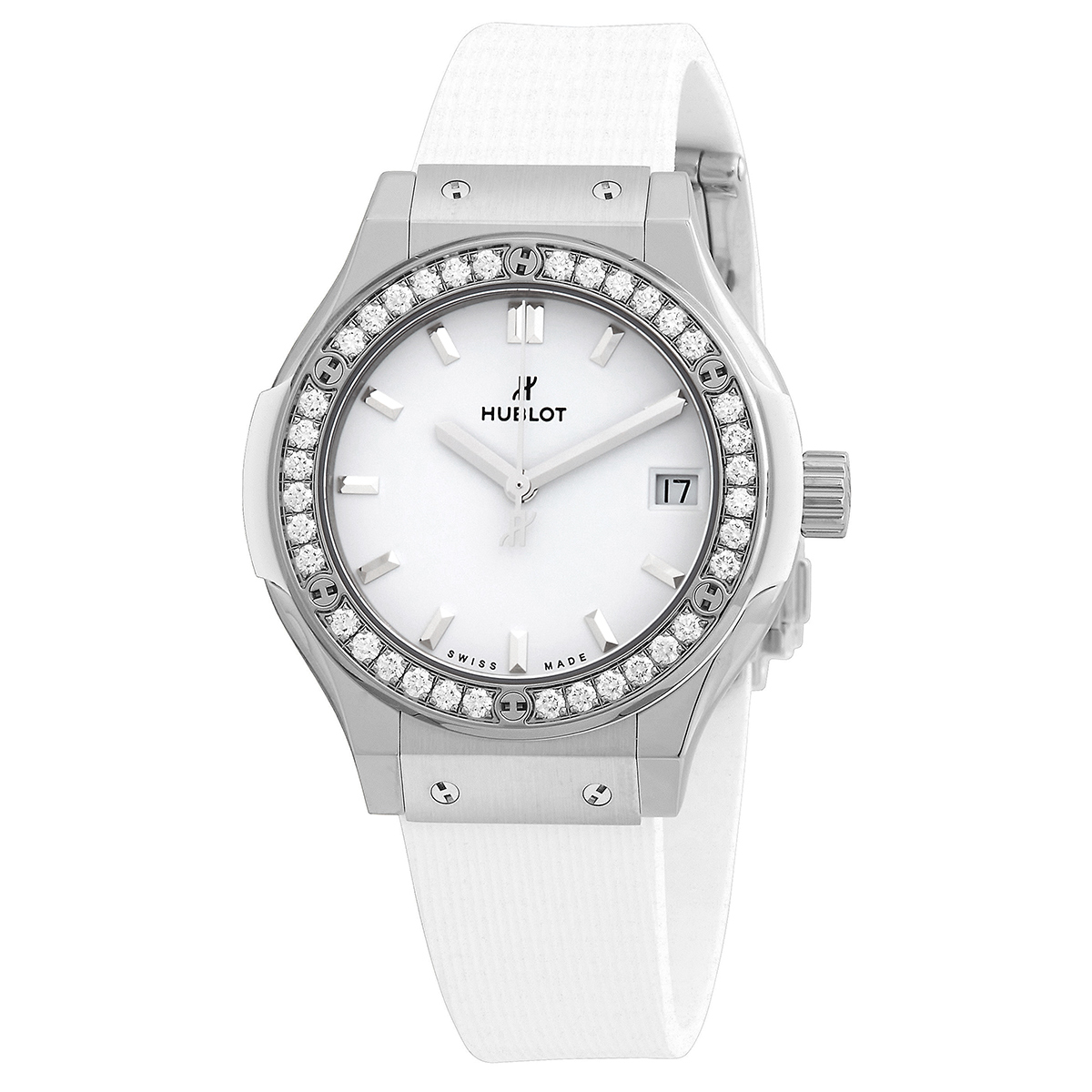 Hublot Classic Fusion Quartz Diamond White Dial Ladies Watch 581.NE ...