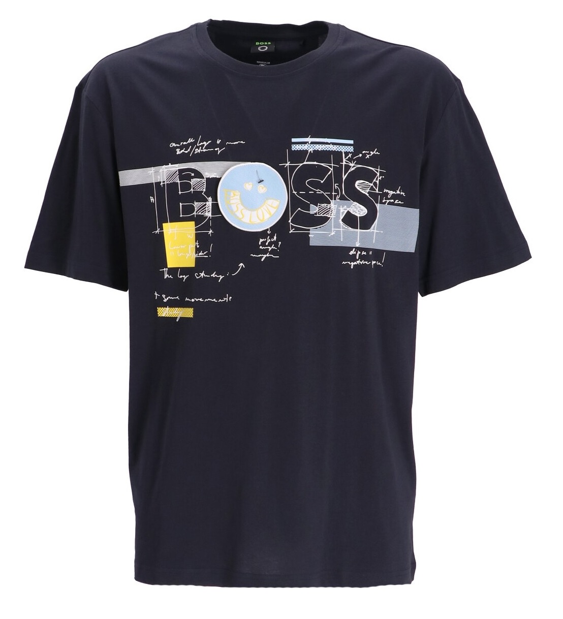 Hugo Boss Men's Dark Blue Happy Tiraxart Graphic T-Shirt, Size Large ...