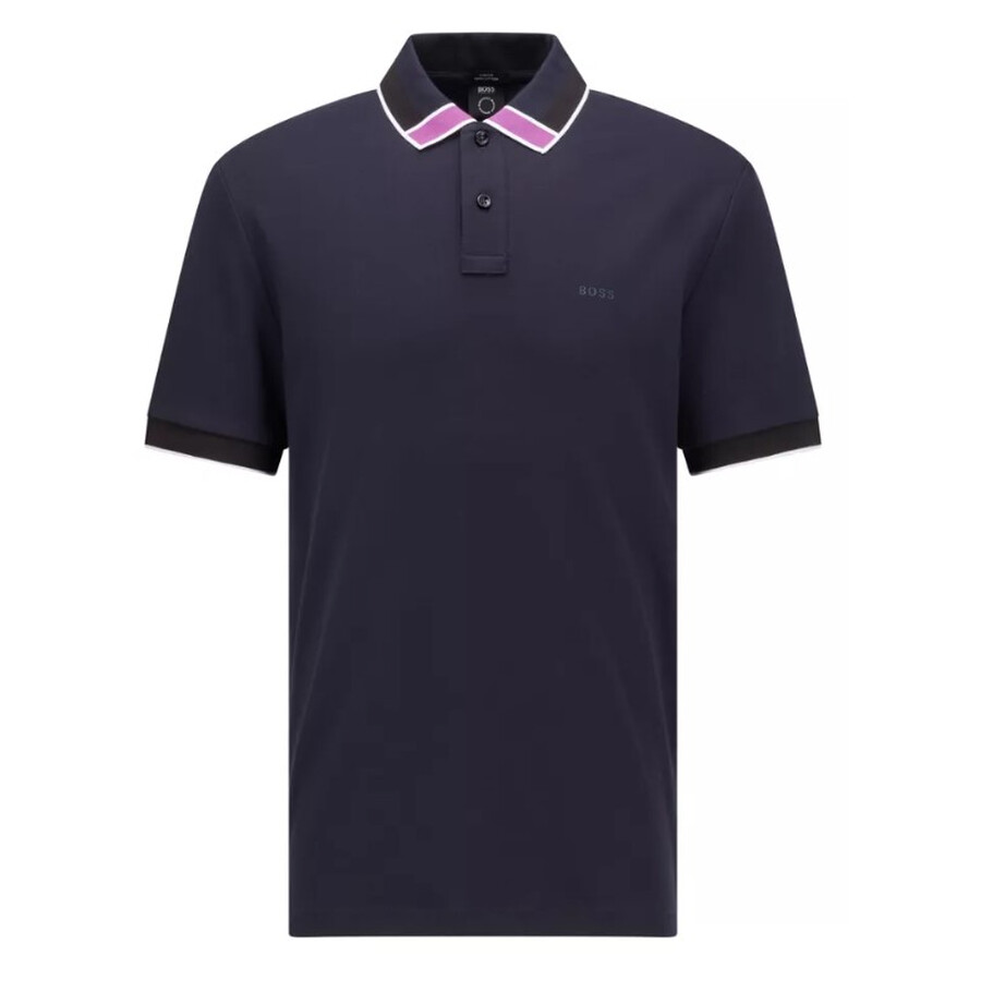 Hugo Boss Men's Interlock-Cotton Polo Shirt With Color-Blocked Collar ...