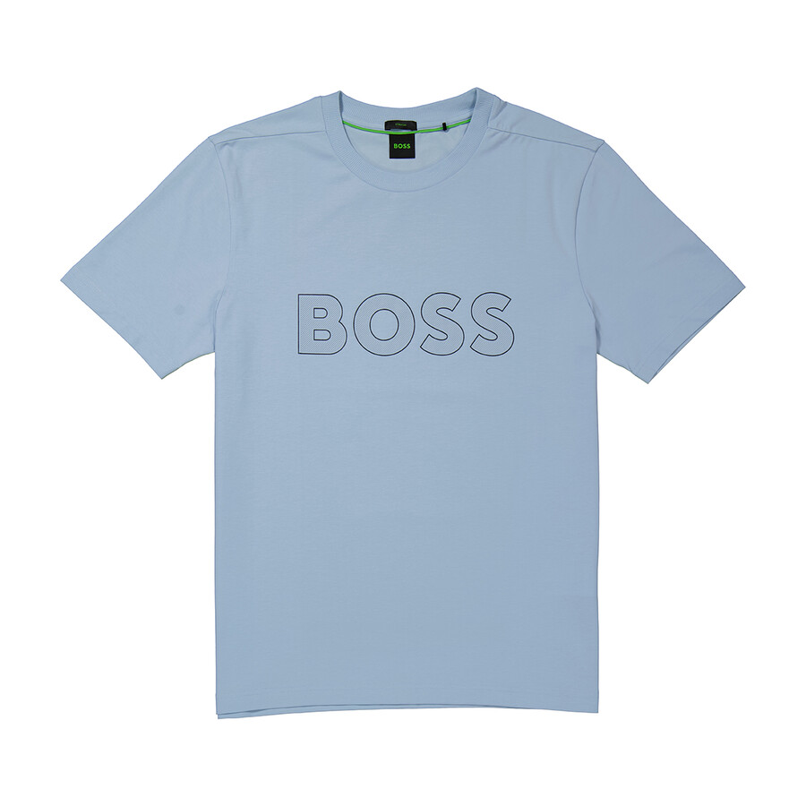 Hugo Boss Men's Light Pastel Blue Logo T-Shirt, Size Small 50474232-456 ...