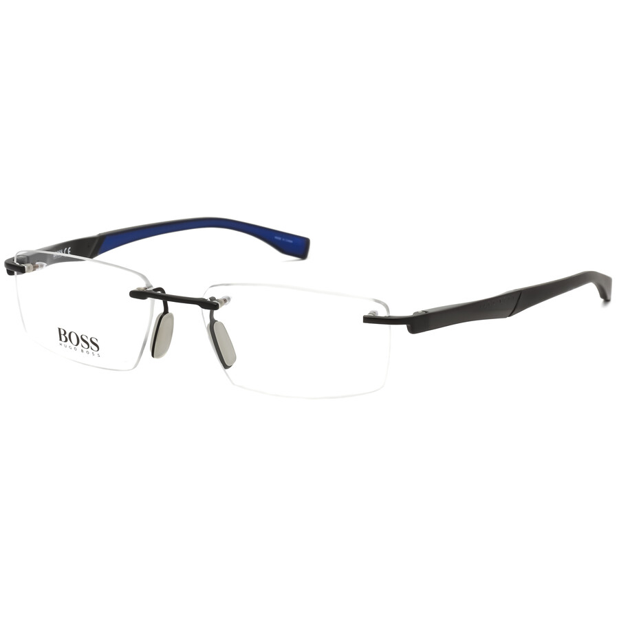 Hugo Boss Men's Silver Tone Rectangular Eyeglass Frames 07100AAB0055 ...