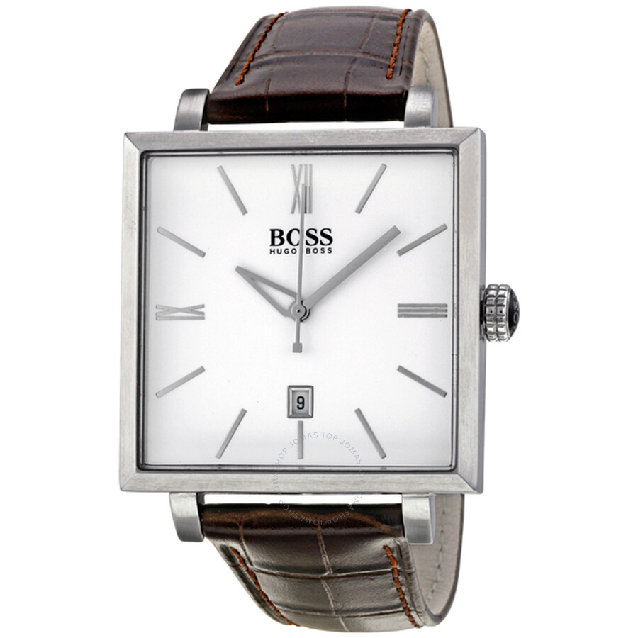 Hugo Boss White Dial Brown Leather Strap Men's Watch HB1512019 ...