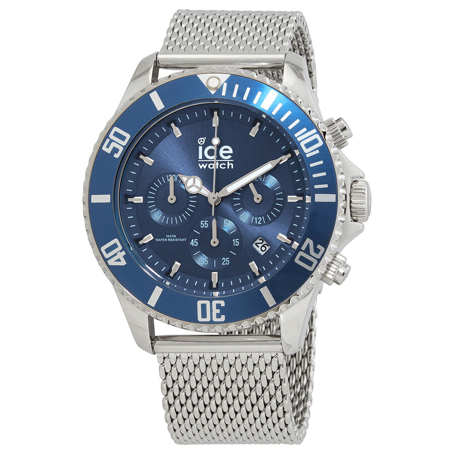 Ice-Watch Ice Chronograph Quartz Blue Dial Stainless Steel Mesh Men's ...