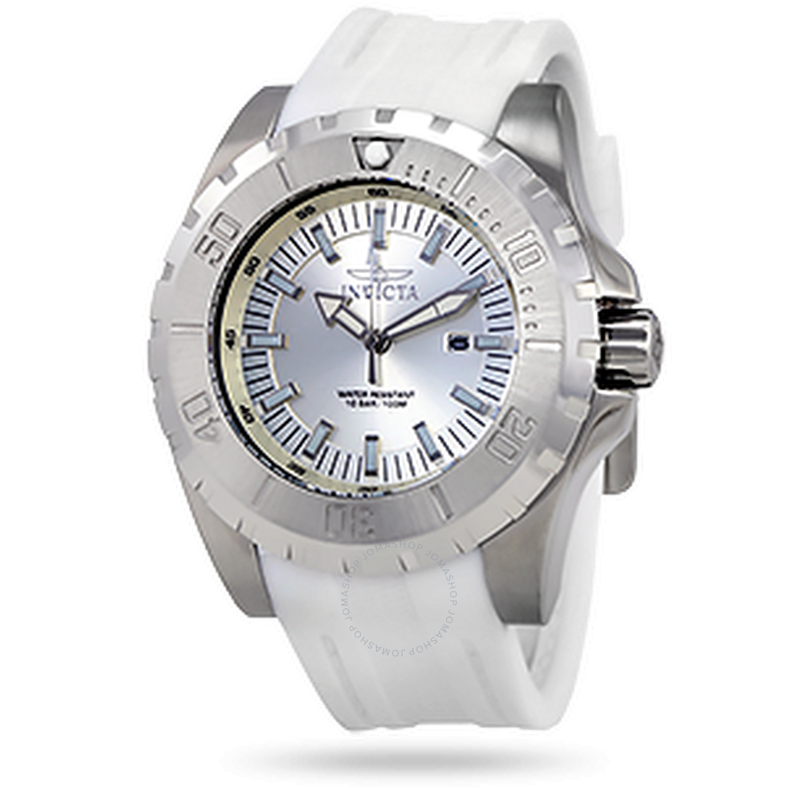 Invicta Pro Diver Silver Dial White Polyurethane Men's Watch 23739 ...