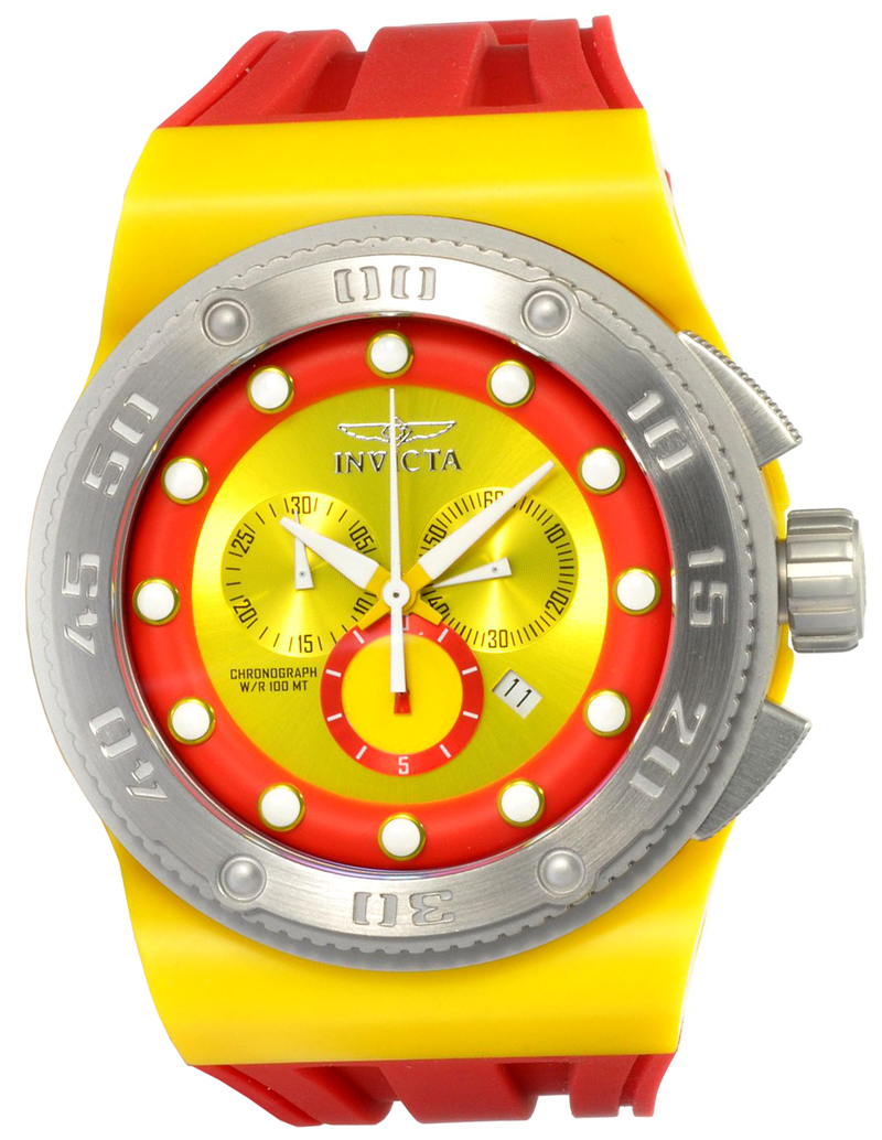 Invicta Akula Chronograph Yellow and Red Dial Red Rubber Men's Watch ...