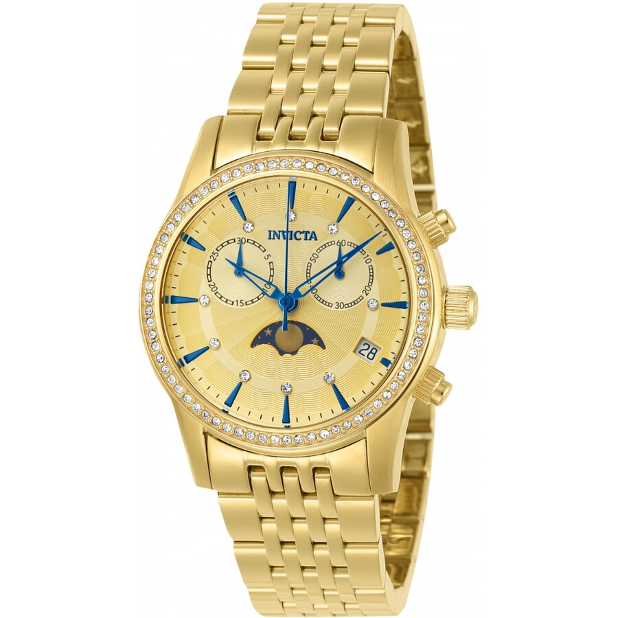Invicta Angel Chronograph Crystal Gold Dial Ladies Watch 22505 ...