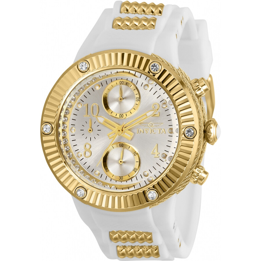 Invicta Angel Chronograph Quartz Crystal Silver Dial Ladies Watch 29500 ...